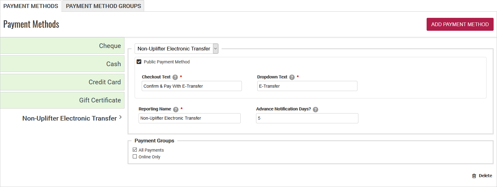 Payment Methods – Uplifter Inc.