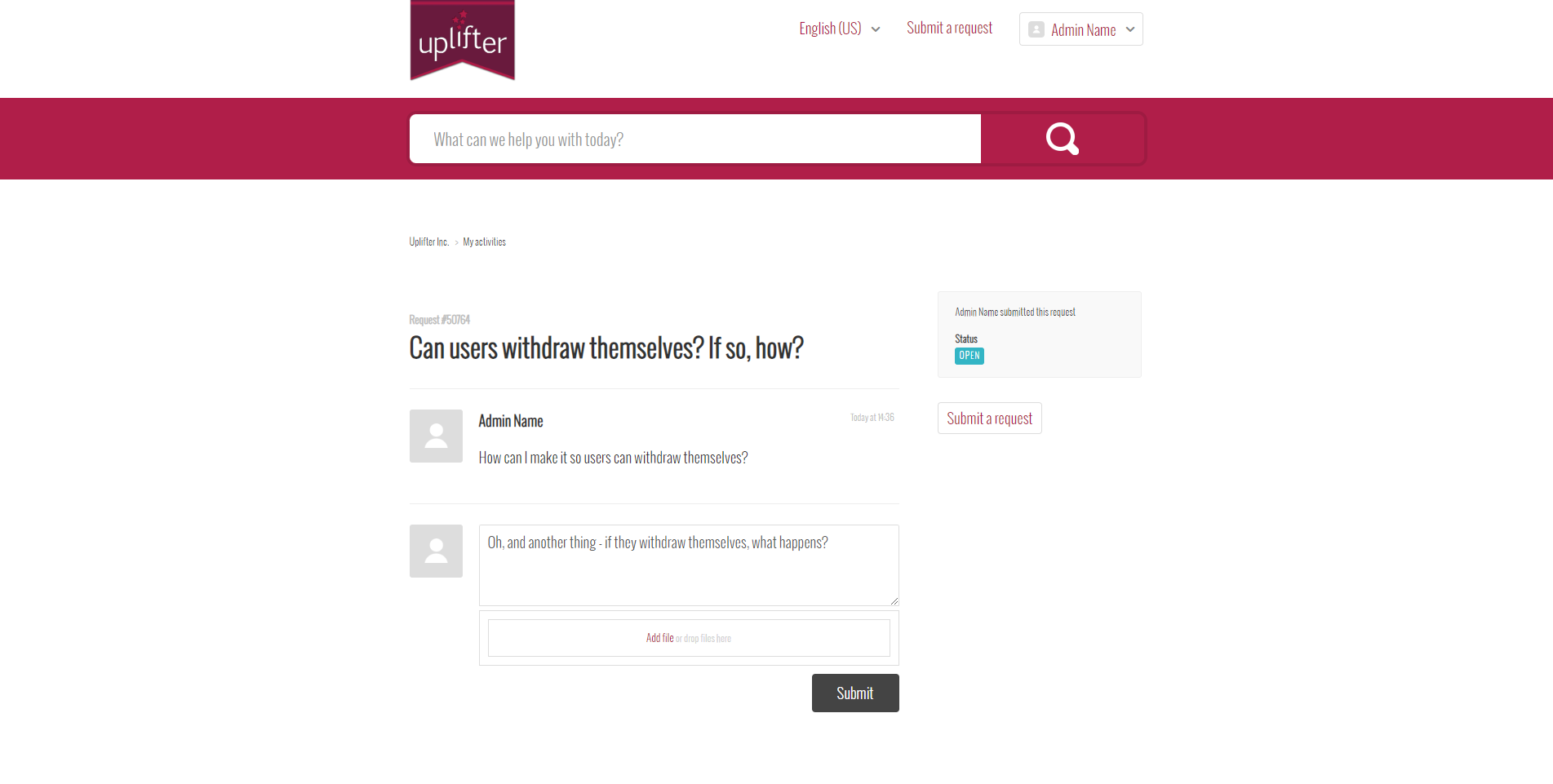 Using Learn.Uplifter To Submit Inquiries – Uplifter Inc.