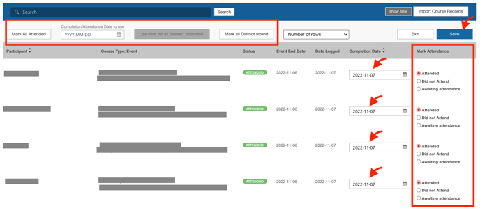 Certification Tracking System (CTS) - How to mark attendance on my past event – Uplifter Inc.