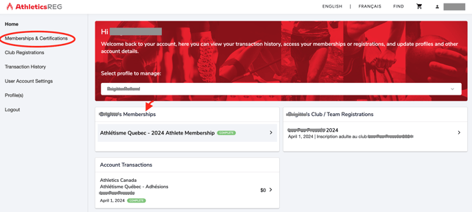 Athletics member - How do I access my AthleticsReg's profile and update my membership ...
